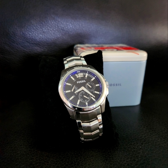 Fossil | Accessories | Mens Fossil Blue Dial Stainless Steel Watch | Poshmark